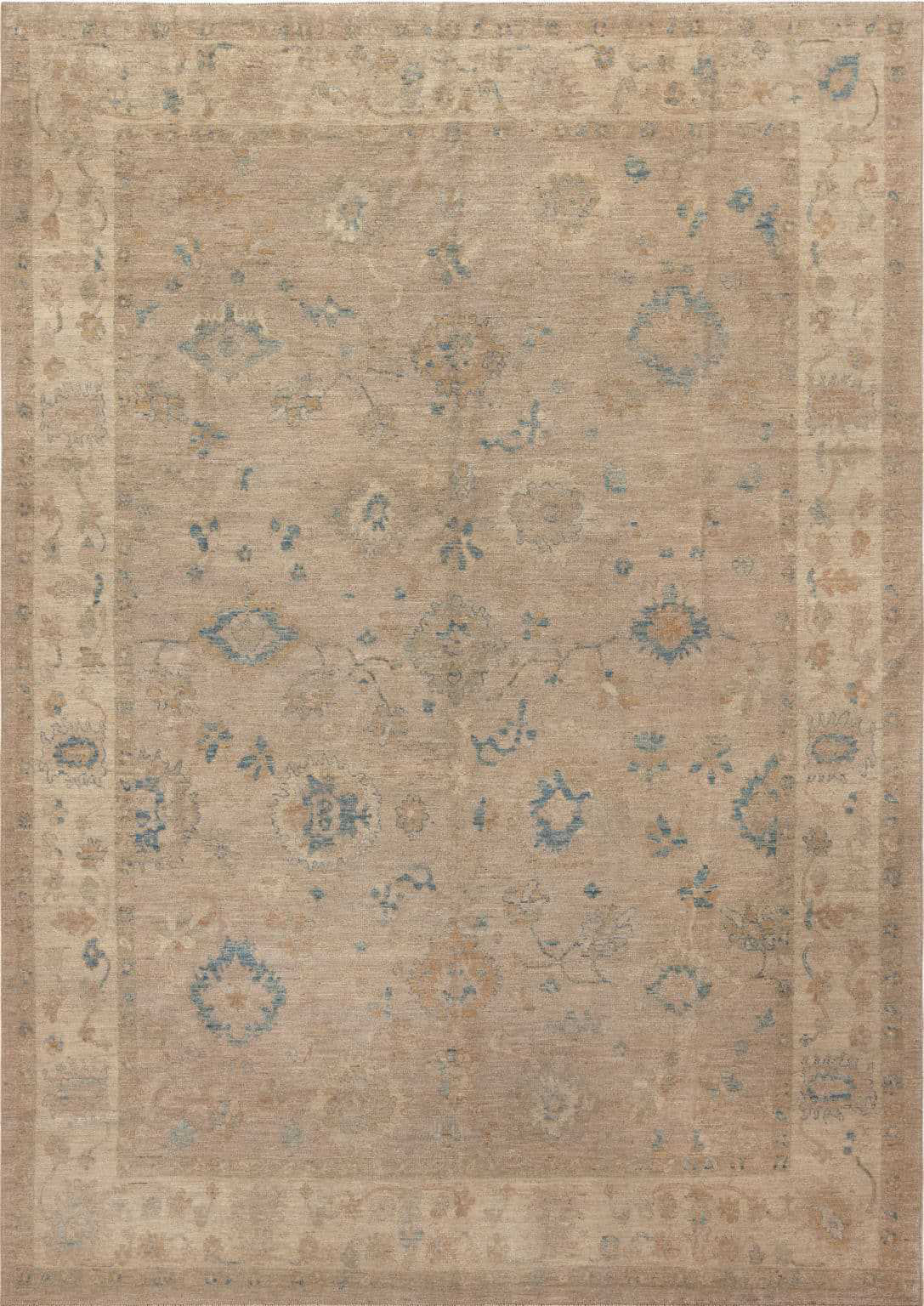 Nazmiyal Collection One-of-a-Kind Soft Neutral Contemporary Modern Turkish Oushak Design Area ...